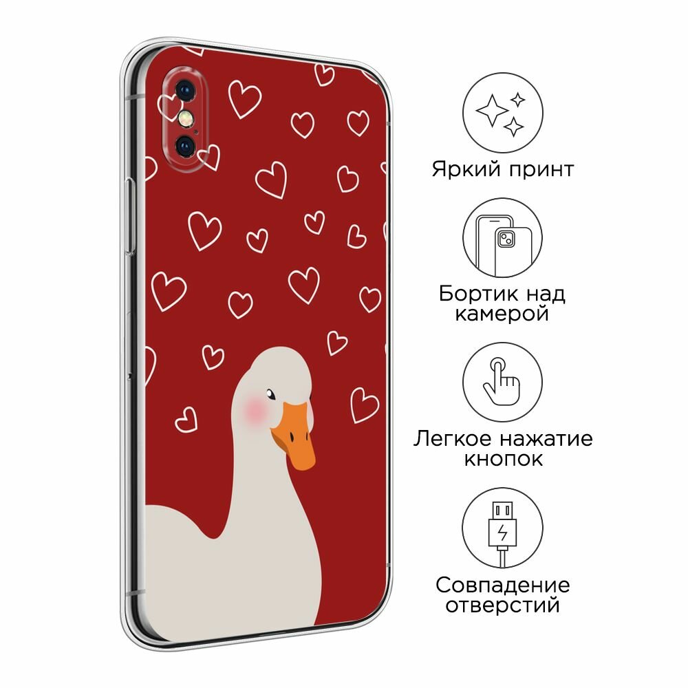 Чехол на Apple iPhone XS Max / Айфон XS Max с принтом "Влюблённый гусь 1 - 14 февраля" — фото 1