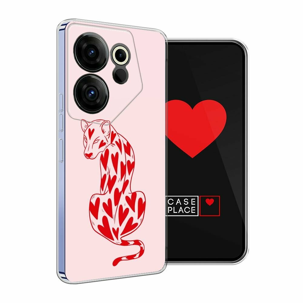 Чехол на Tecno Camon 20 Premier / Текно Камон 20 Премьер с принтом "Heart panther 1 - 14 февраля" — фото 1