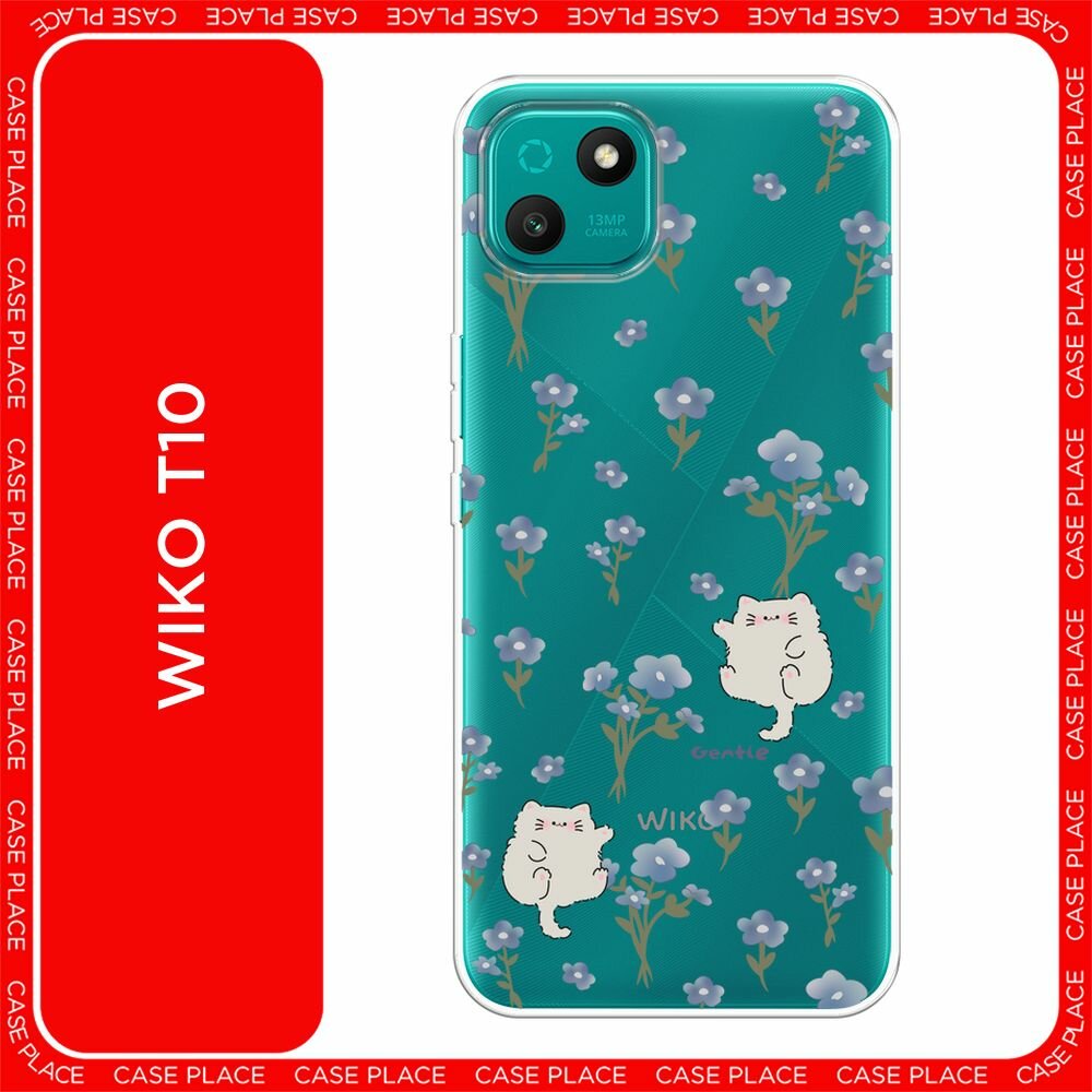 Чехол на Wiko T10 / Вико Т10 с принтом "Gentle cats", прозрачный