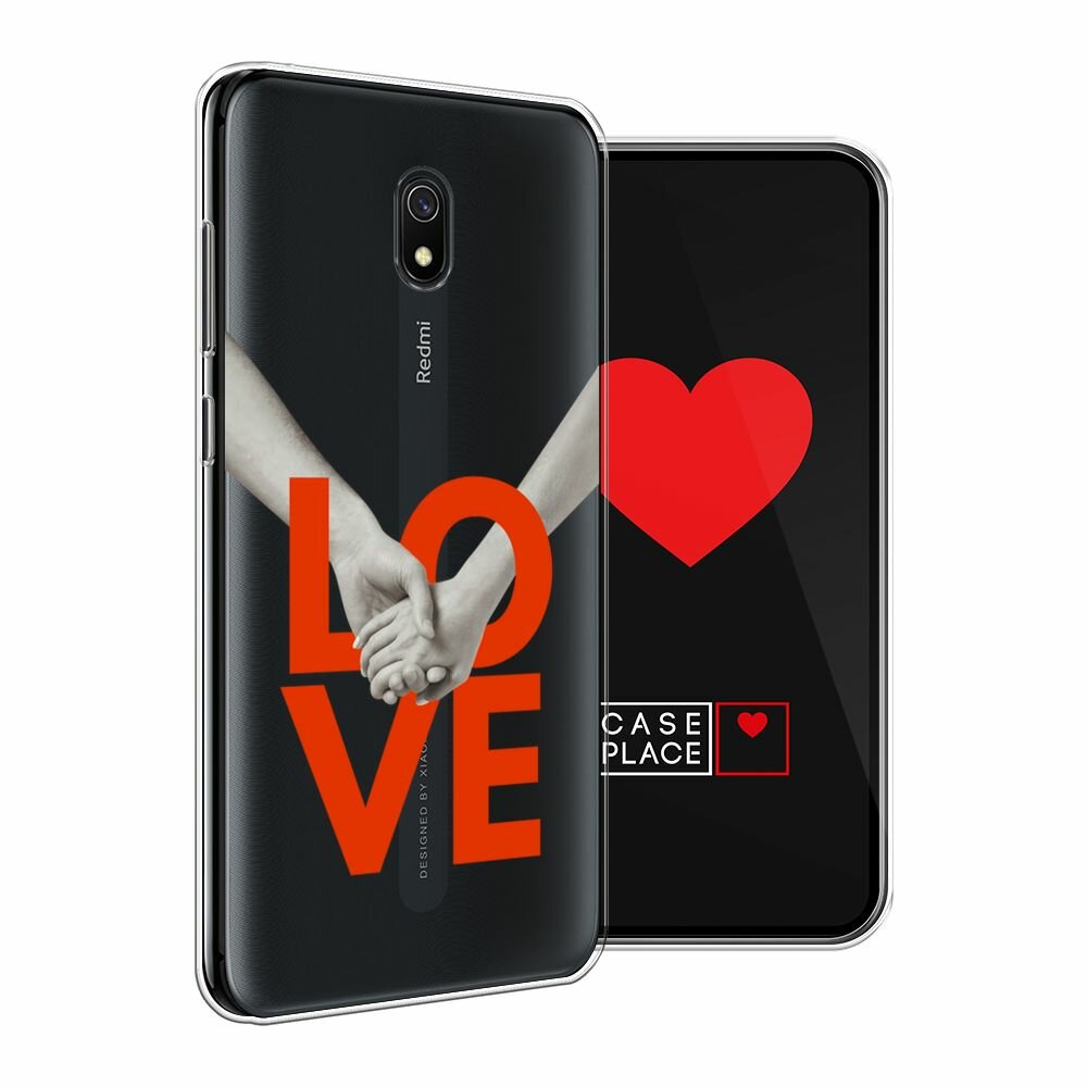 Чехол на Xiaomi Redmi 8A / Сяоми Редми 8А с принтом "Love holding hands - 14 февраля", прозрачный — фото 1