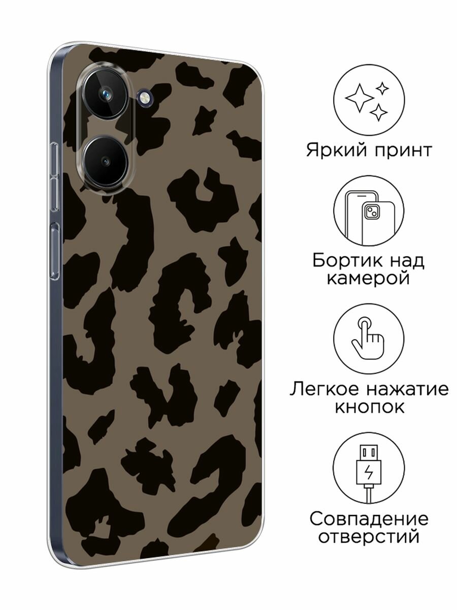 Чехол на Realme 10 4G / Реалми 10 4G с принтом "Леопардовые пятна паттерн 1" — фото 1