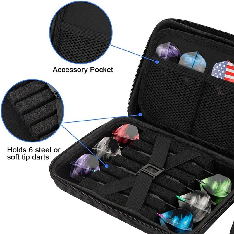 1 шт, чехол для дартса, сумка-органайзер для хранения, вмещает 12 дартс и советы, игрушки для дома и улицы, для хранения дротиков, черный, большой вместительности