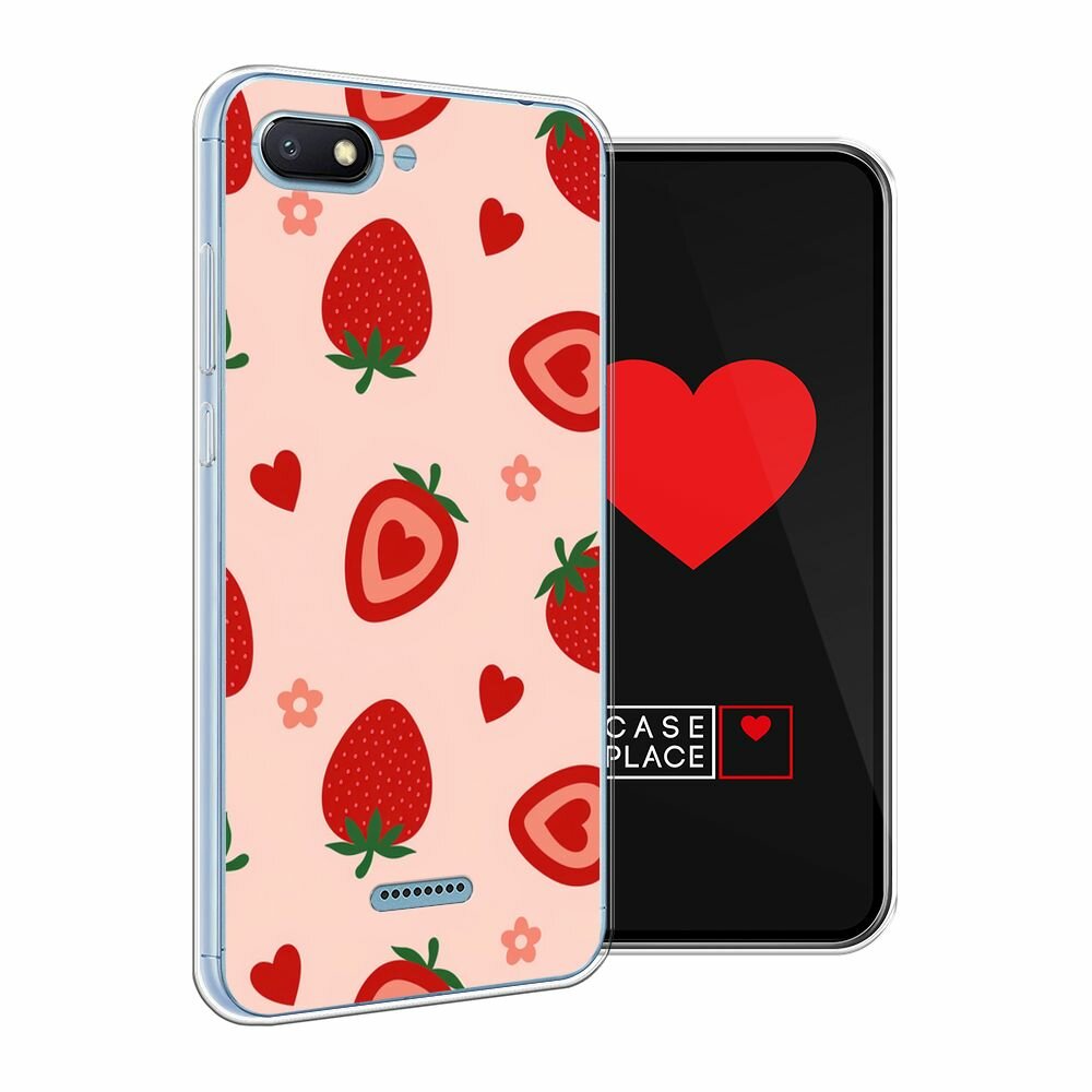 Чехол на Xiaomi Redmi 6A / Сяоми Редми 6А с принтом "Heart strawberries 1 - 14 февраля" — фото 1