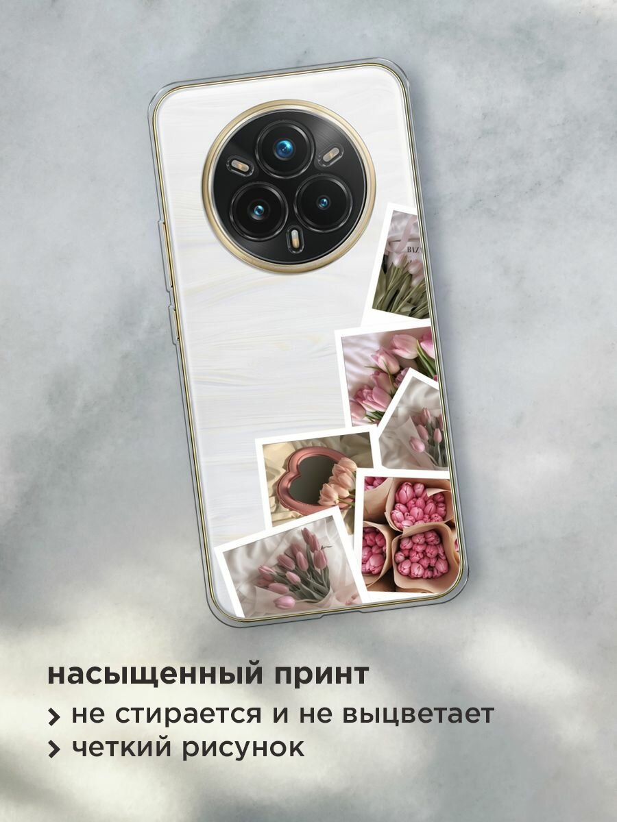 Чехол на Realme 14 Pro+ / Реалми 14 Про+ с принтом "Весенние фото - 8 марта", прозрачный — фото 1