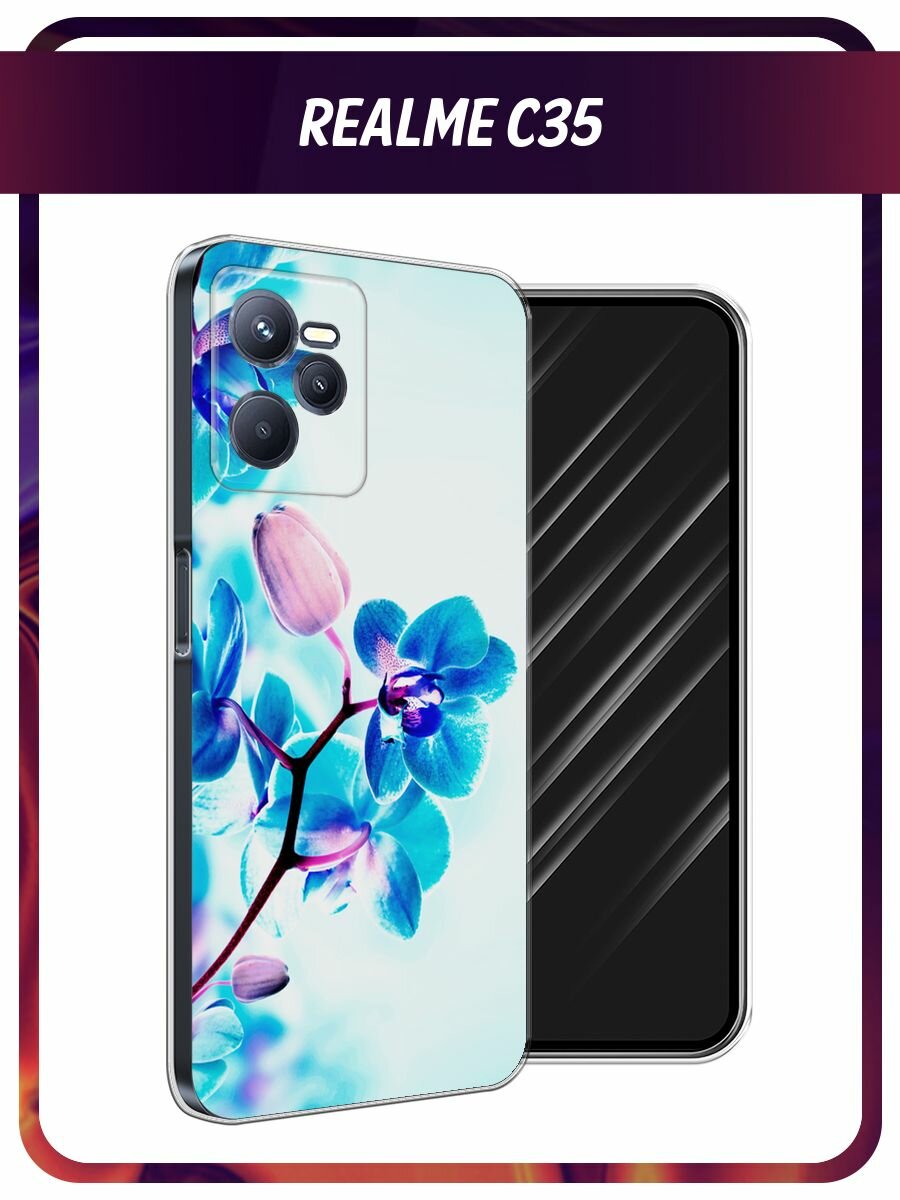 Чехол на Realme C35 / Реалми C35 с принтом "Голубая орхидея"