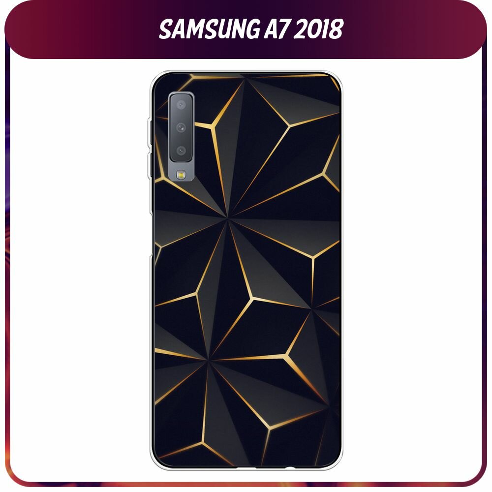 Чехол на Samsung Galaxy A7 2018 / Самсунг Галакси А7 2018 с принтом "Черные полигоны"