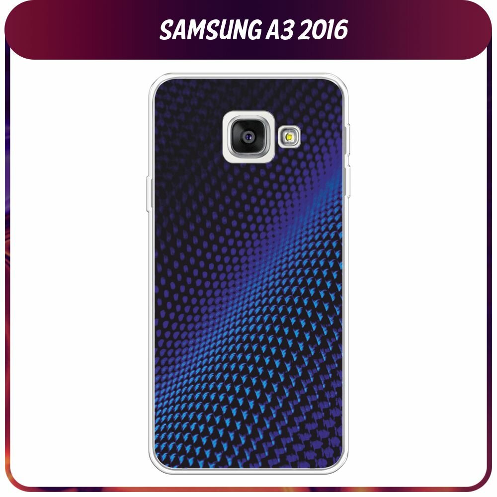 Чехол на Samsung Galaxy A3 2016 / Самсунг Галакси А3 2016 с принтом "Синий карбон"