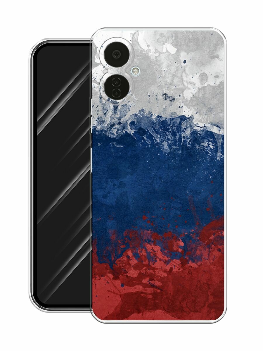 Чехол на Tecno Camon 19 Neo / Техно Камон 19 Нео с принтом "Флаг России неровный" — фото 1