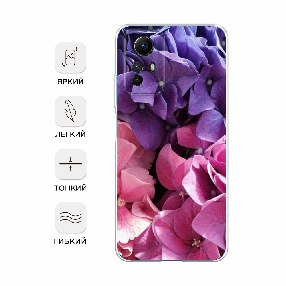Чехол на Xiaomi Redmi Note 12S / Сяоми Редми Ноут 12S с принтом Гортензии — фото 1