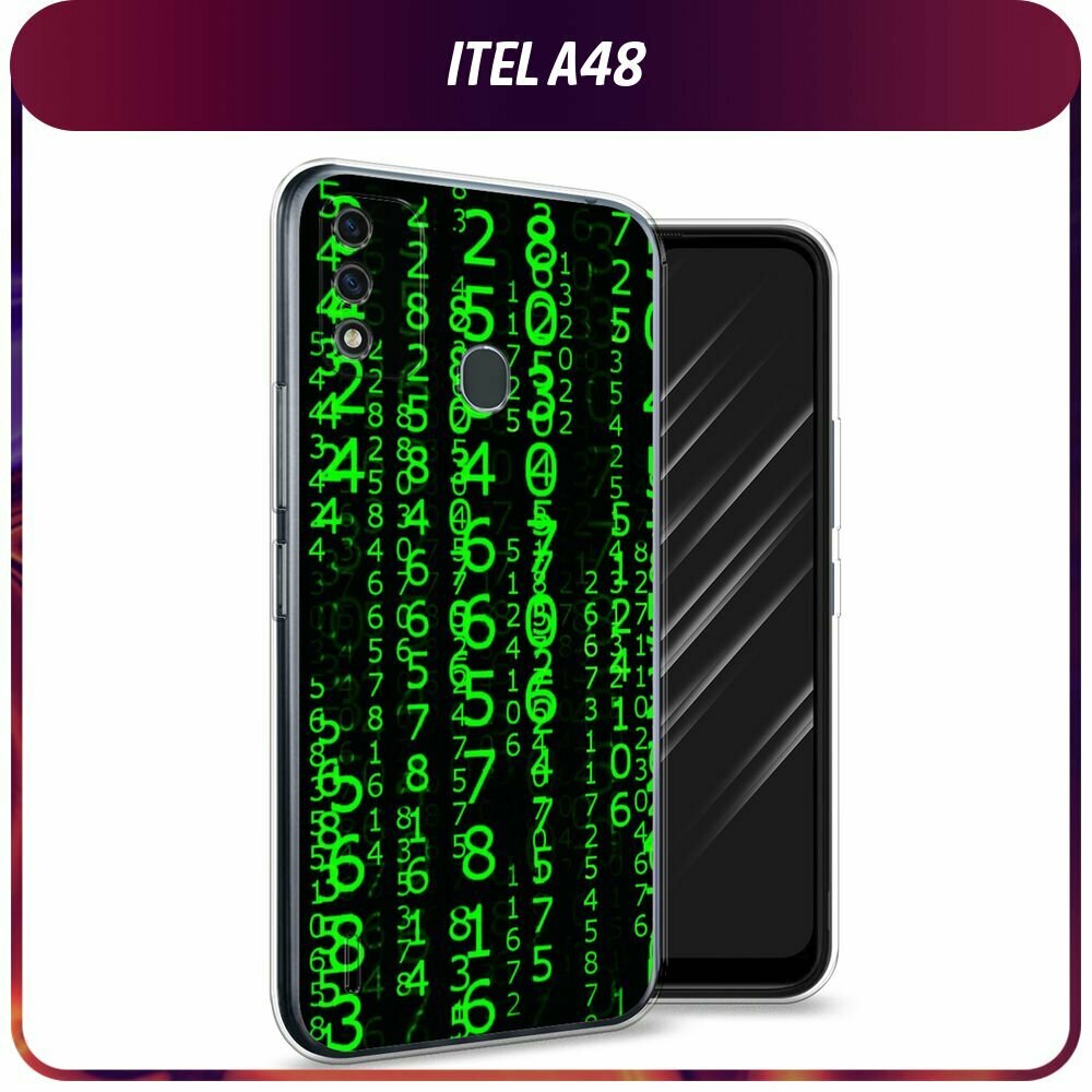 Силиконовый чехол на Itel A48 / Ител А48 с принтом "Цифры матрицы"