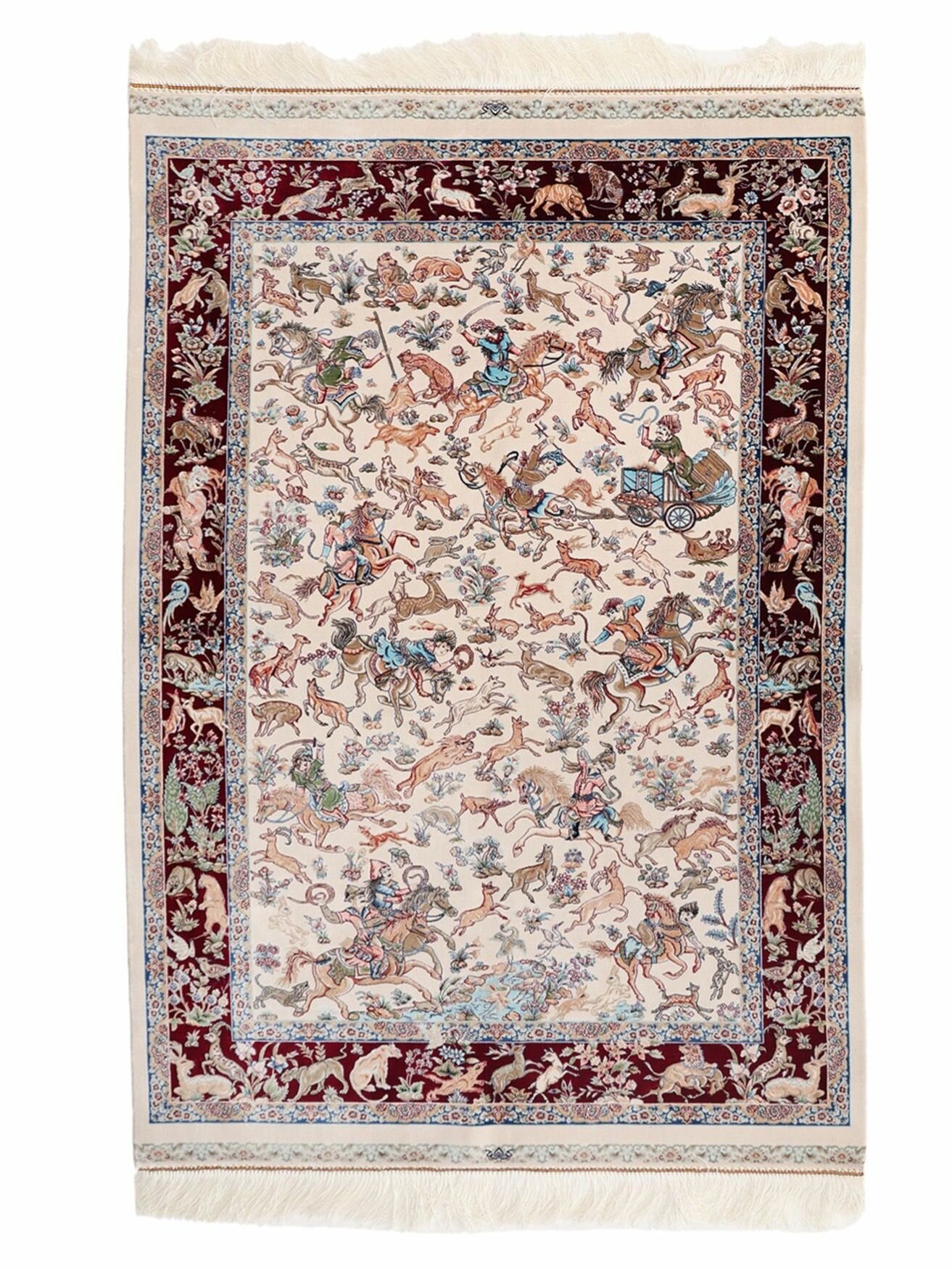 Ковер Иранский Behdis 100x150см, Для дома, Шелковый, Красный – Ahoo