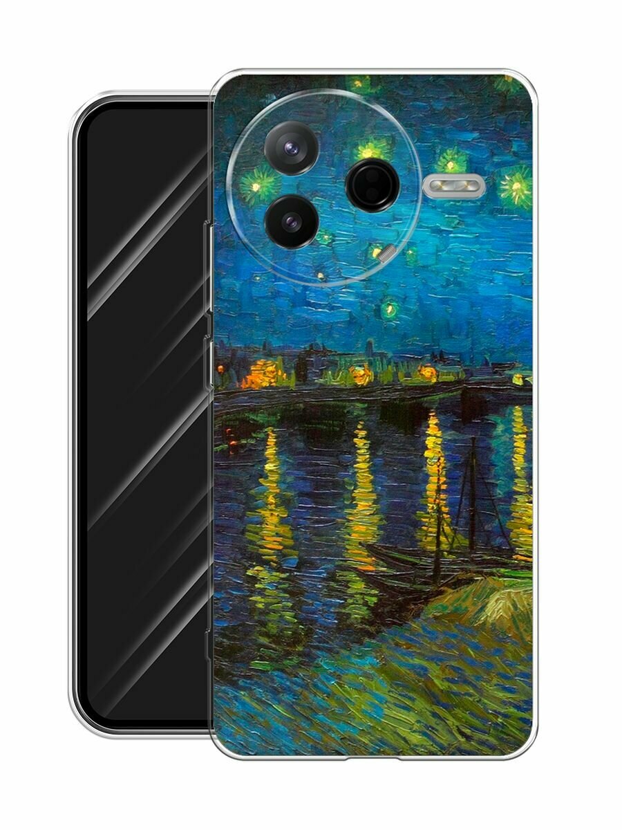 Силиконовый чехол на Poco F7 Pro / Поко F7 Про с принтом ночь над Роной — фото 1