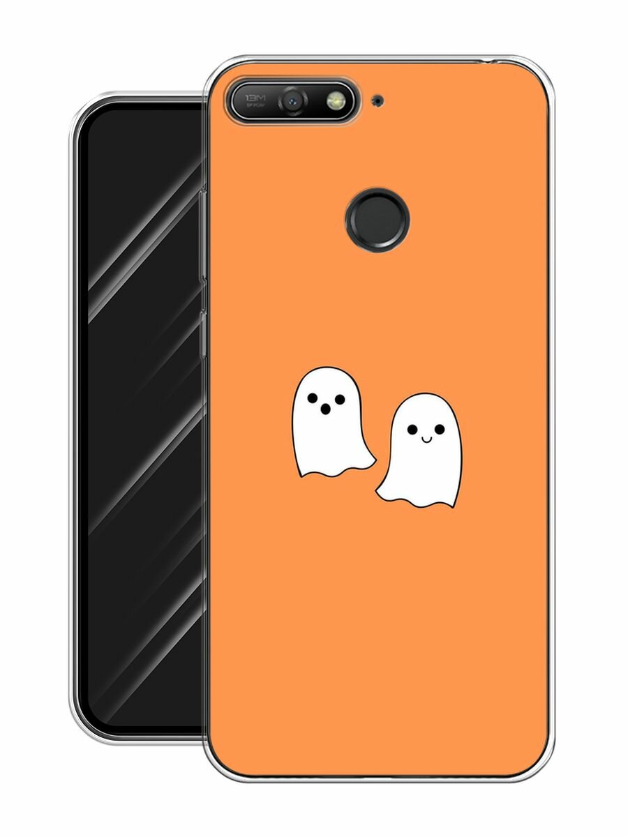 Чехол на Honor 7C/7A Pro/Huawei Y6 Prime 2018 / Хонор 7С/7А Про/Хуавей Y6 Prime 2018 с принтом Cute ghosts — фото 1