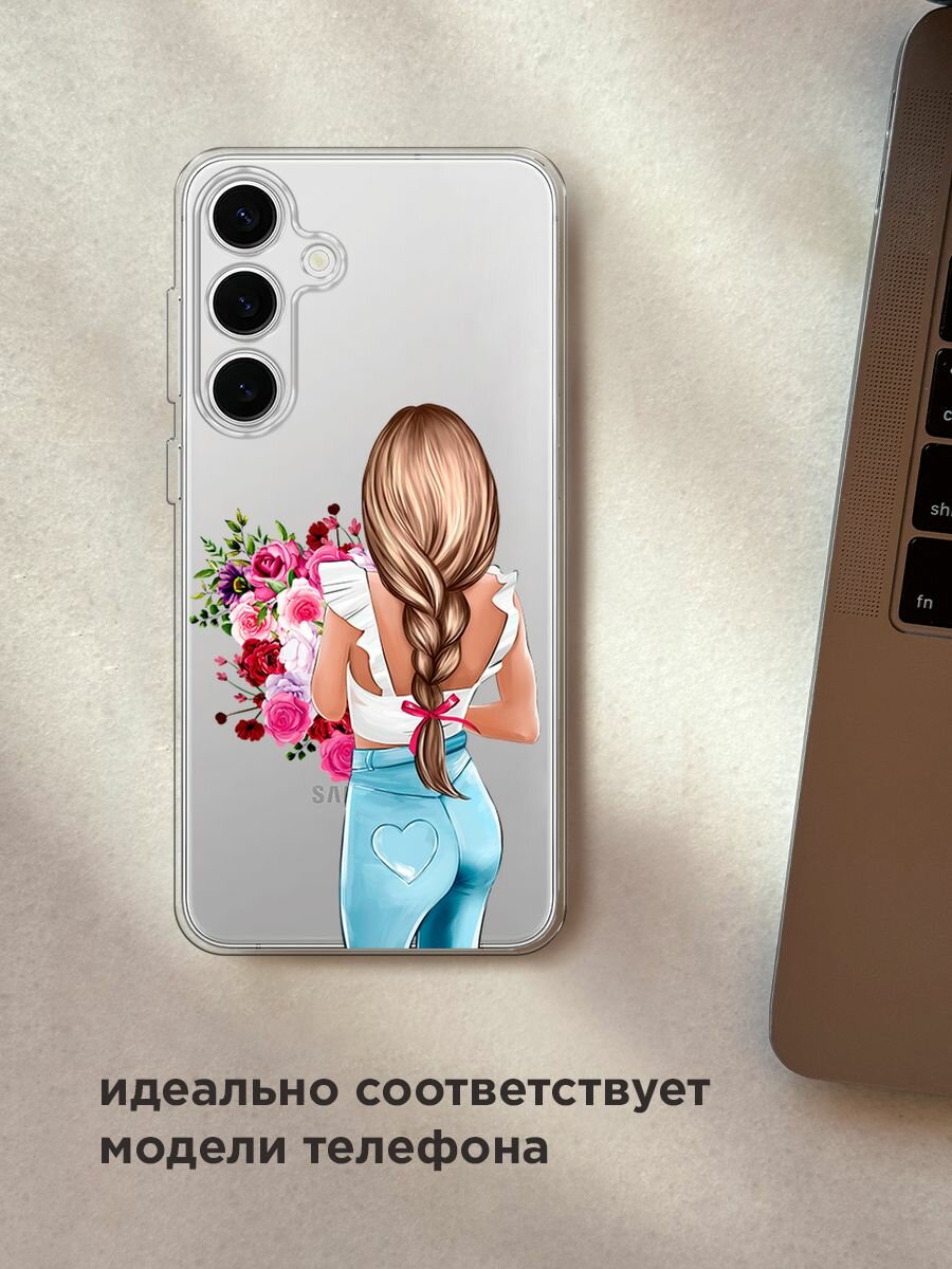 Чехол на Samsung Galaxy S25 FE / Самсунг S25 Фе с принтом "Букет для девушки", прозрачный — фото 1