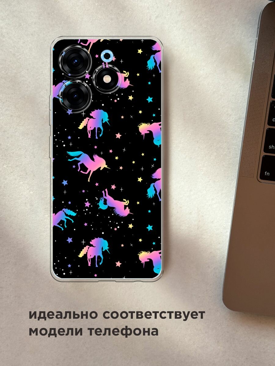 Чехол на Tecno Spark 10 Pro / Текно Спарк 10 Про с принтом "Единороги градиент" — фото 1