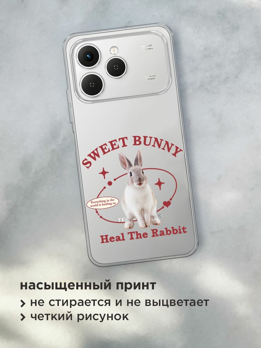Чехол на Tecno Spark 40 / Текно Спарк 40 с принтом "Heal the rabbit", прозрачный — фото 1