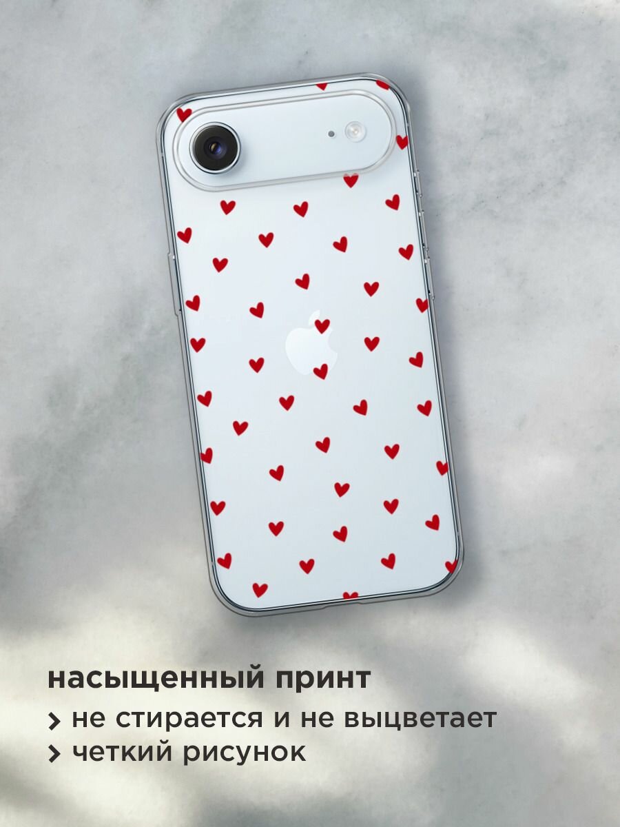 Чехол на Apple iPhone Air / Айфон Айр с принтом "Red hearts", прозрачный — фото 1