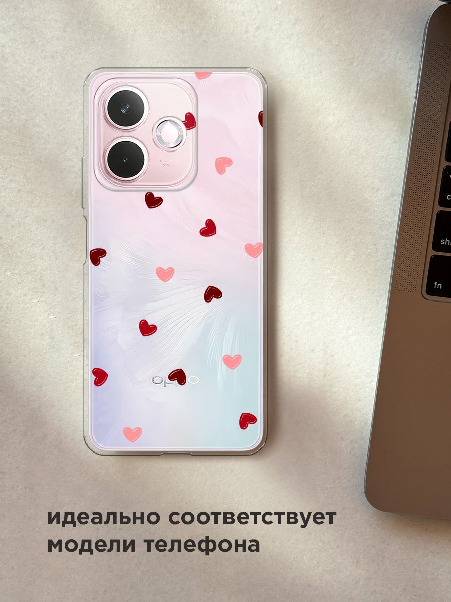 Чехол на Oppo A5 Pro / Оппо А5 Про с принтом "Бордовые сердечки 2" — фото 1