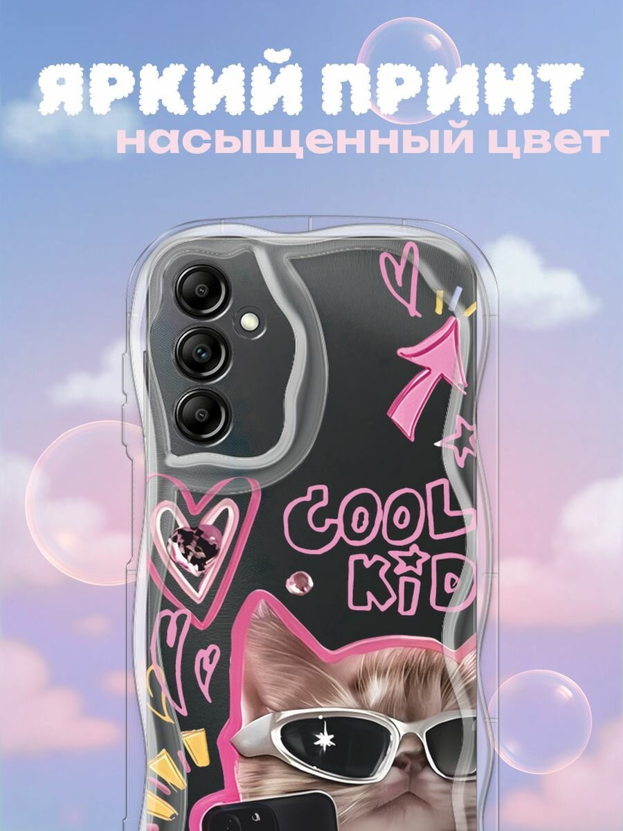 Чехол на Samsung Galaxy A15 / Самсунг А15 с принтом "Модный котенок" — фото 1