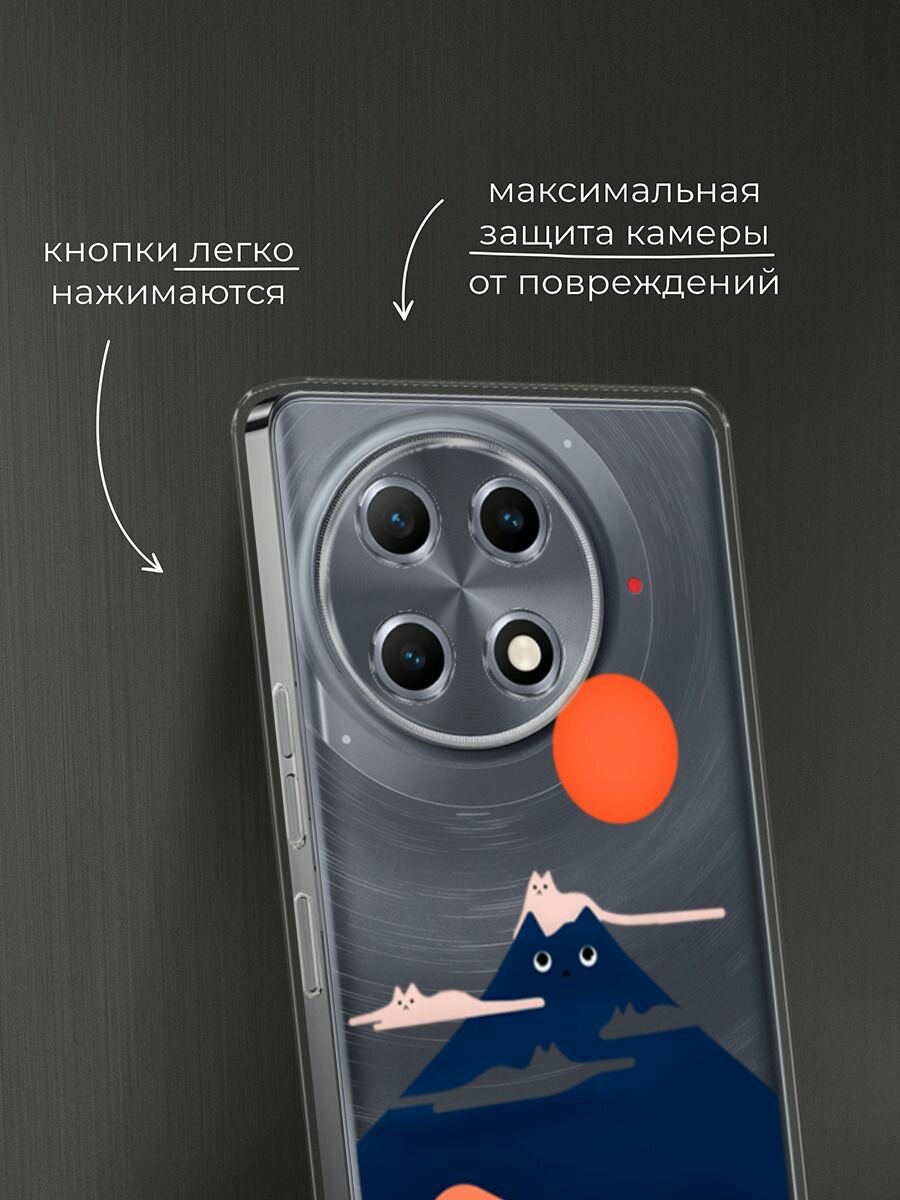 Чехол на Tecno Camon 30S / Текно Камон 30S с принтом "Кот-гора", прозрачный — фото 1