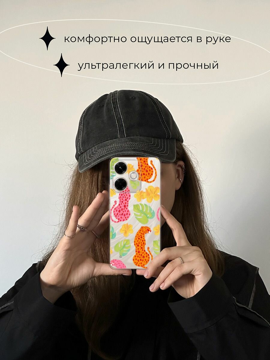 Чехол на Xiaomi Redmi 13X / Сяоми Редми 13X с принтом "Экзотика", прозрачный — фото 1