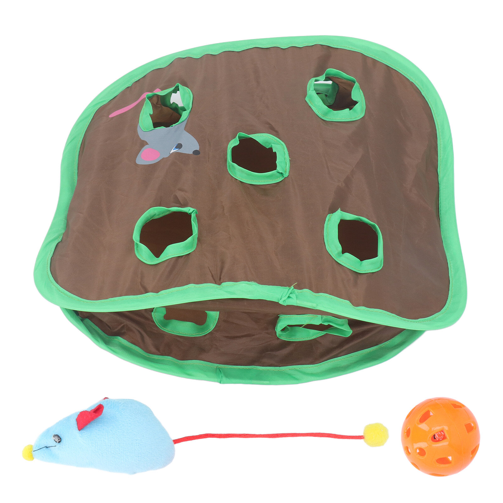 Интерактивный туннель для кошек с 9 отверстиями, игра с мышкой, складной пазл, упражнения с колокольчиком для уменьшения чувства одиночества.