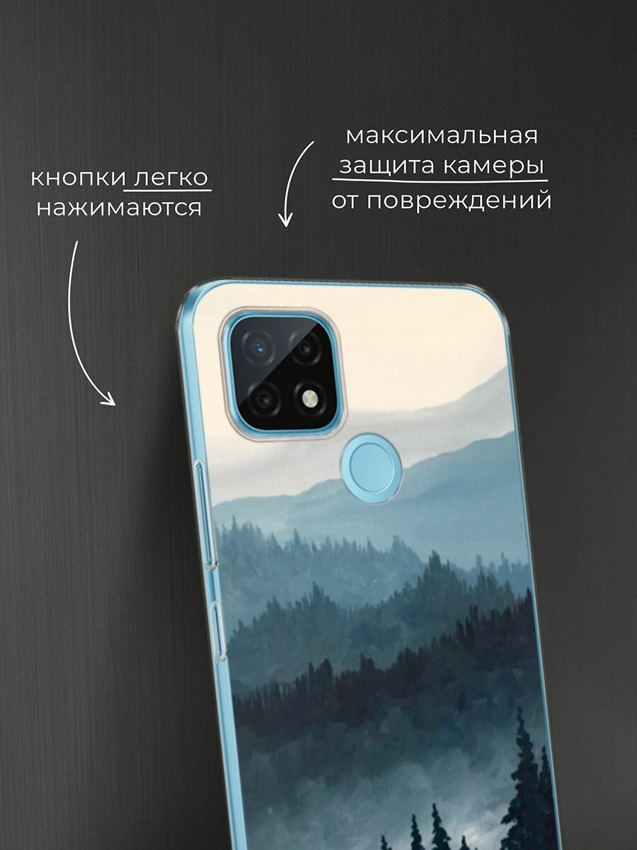 Силиконовый чехол на Realme C21 / Реалми С21 с принтом "Туманные горы" — фото 1