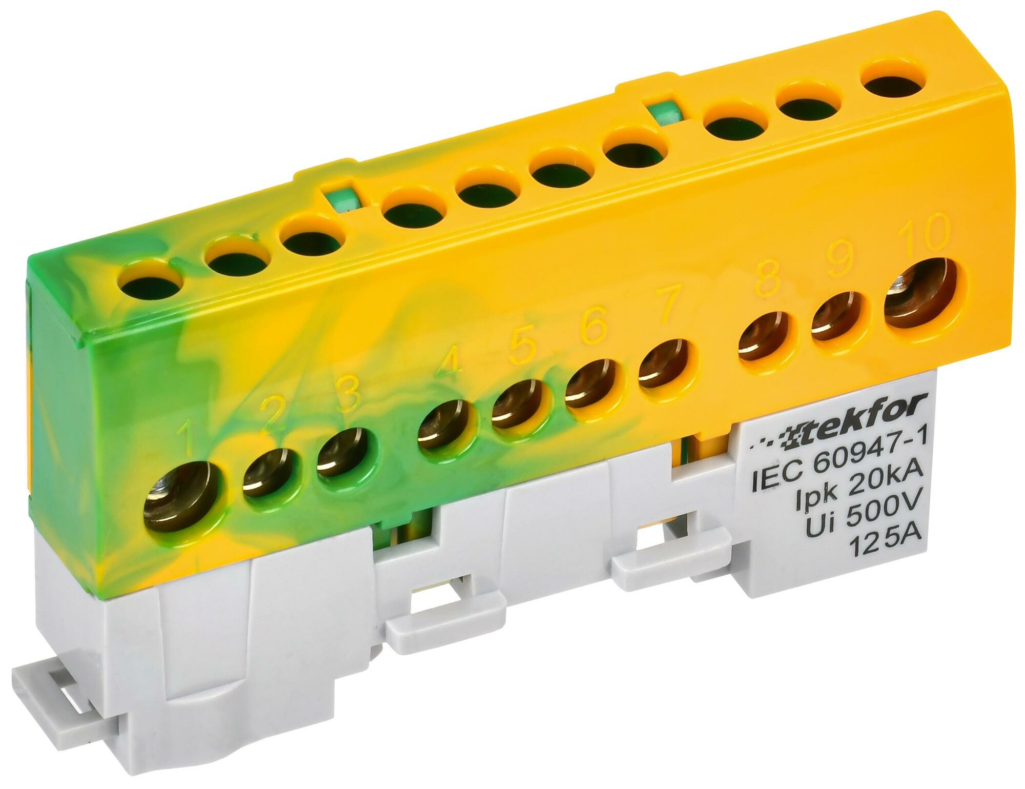 Шина электротехническая IEK PE земля, TEKFOR, изолированная, на универсальном держателе, 8х12-10-ЖЗ