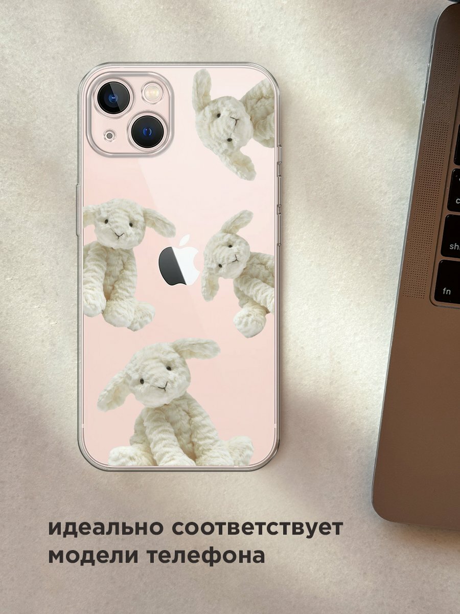 Чехол на Apple iPhone 13 / Айфон 13 с принтом "Плюшевые овечки", прозрачный — фото 1
