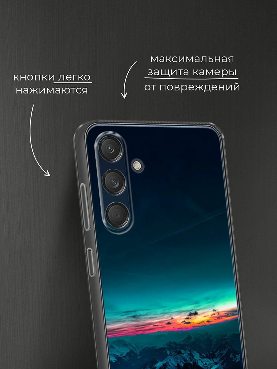 Чехол на Samsung Galaxy M55 / Самсунг M55 с принтом "Закат в горах" — фото 1