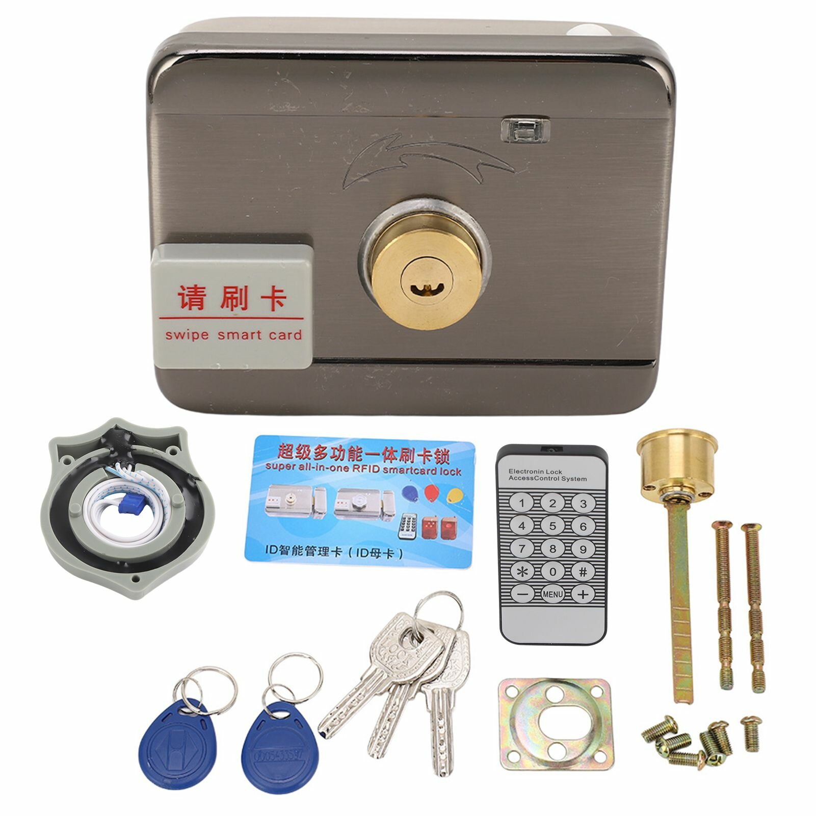 Электрический бесшумный дверной замок из нержавеющей стали с ID-картой и пультом, 970 пользователей, для дома и офиса