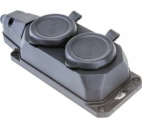 Колодка AY-KA 2 гнезда, с заземлением, c крышкой каучуковая 5520000