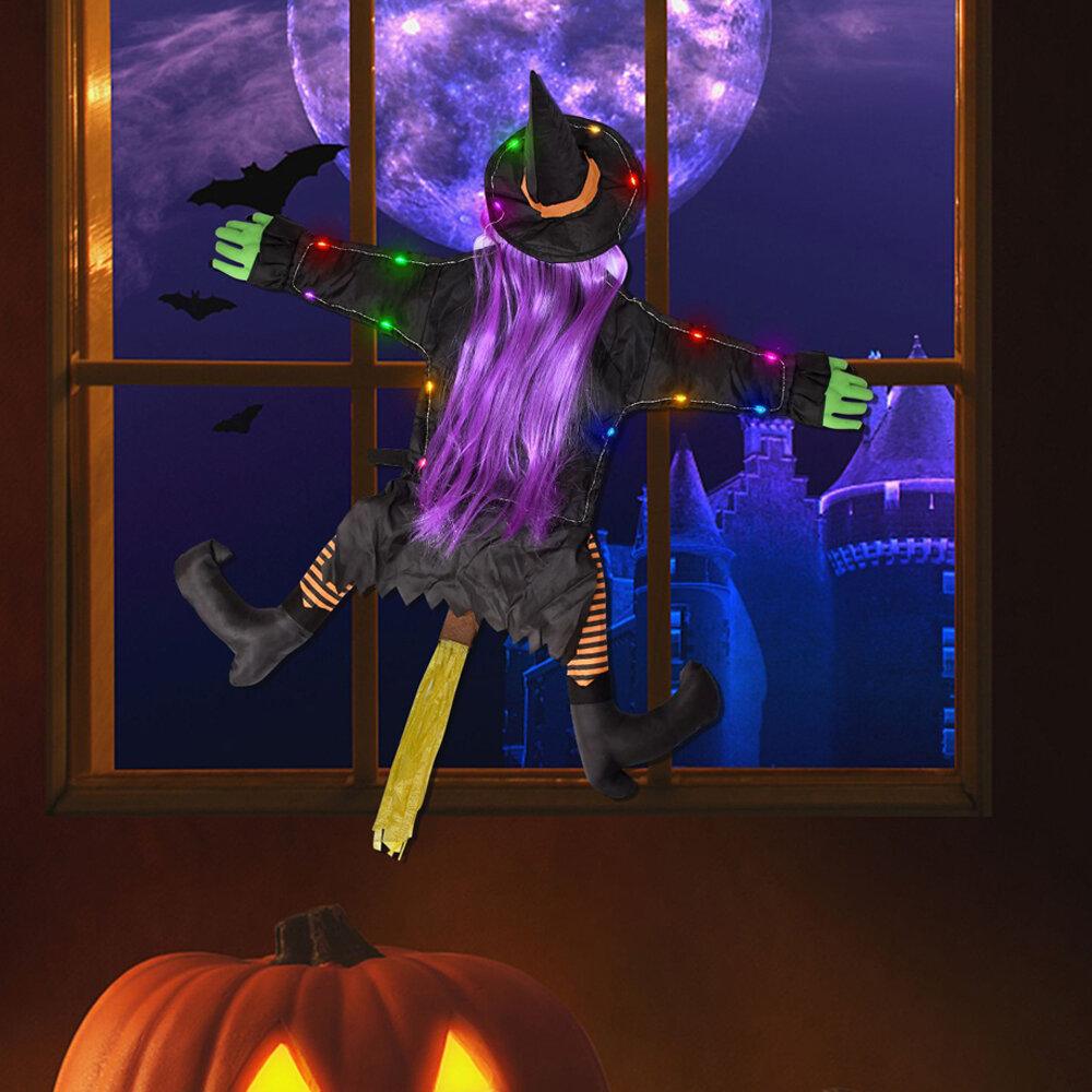 Ведьма врезается в елку, украшение, ведьма, декор снаружи, ведьмина дверь, двор, ведьмы, забавная вечеринка, страшный дом с привидениями, реквизит