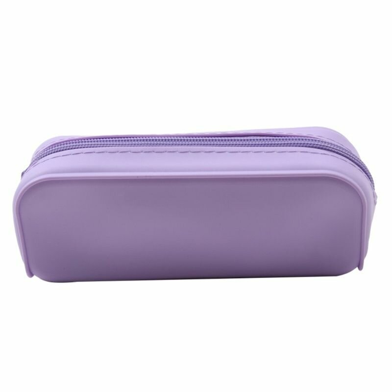 Модный силиконовый пенал для студентов унисекс большой емкости candy color pencil case-фиолетовый