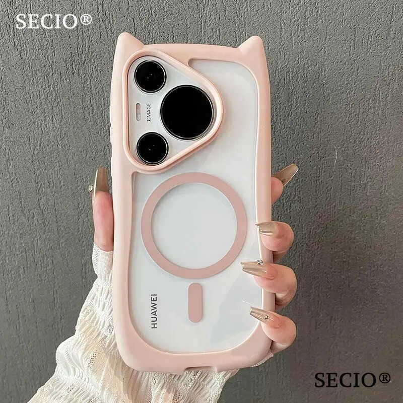 Чехол MagSafe для Huawei Pura 70 (Хуавей Пура 70, Пюра 70), Кошка Cat милая сексуальная, SECIO противоударный