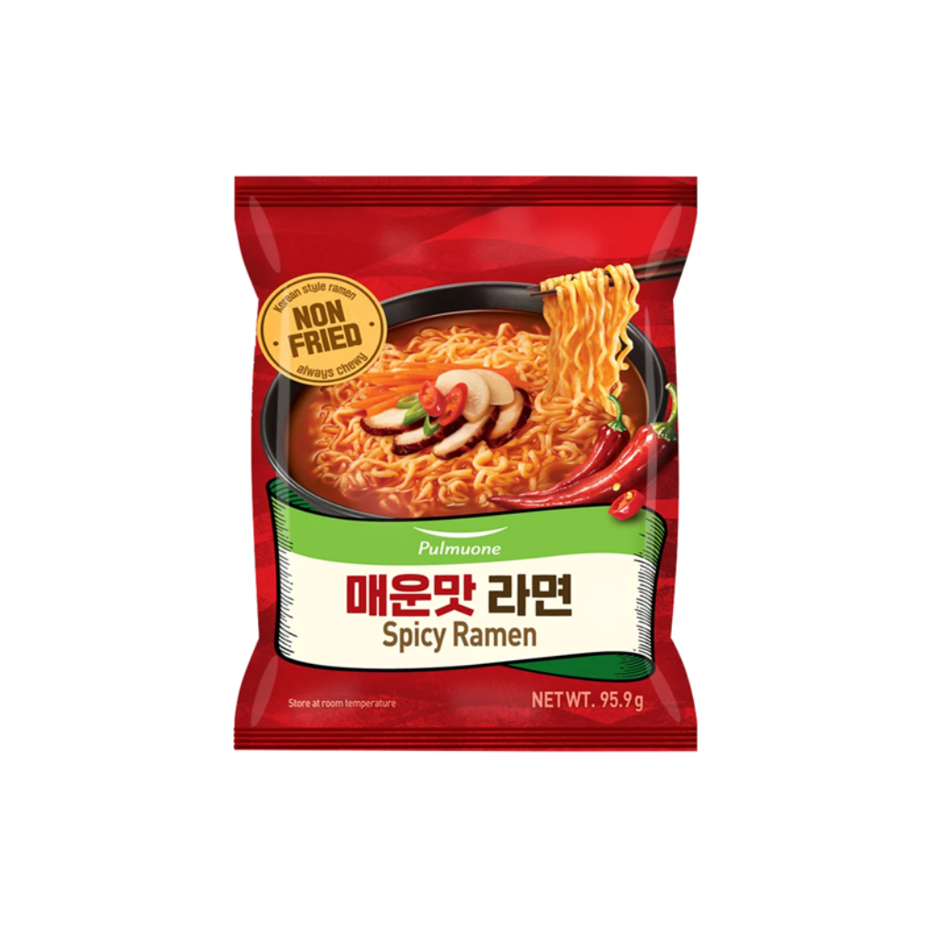 Лапша быстрого приготовления Pulmuone нежареная Spicy Ramen 95.9 г, Южная Корея