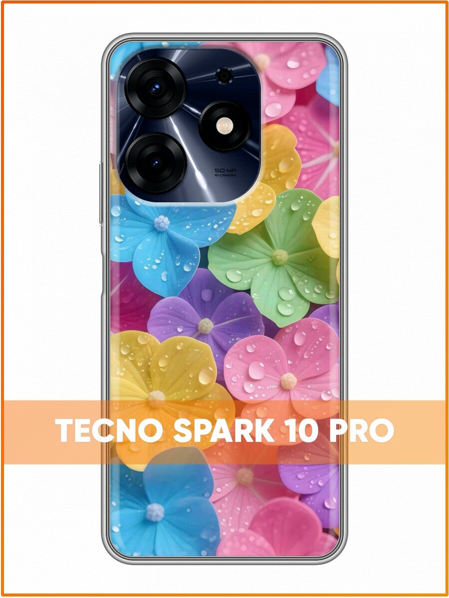 Чехол для Tecno Spark 10 Pro с принтом для женщин с цветочками (Техно Спарк 10 Про)