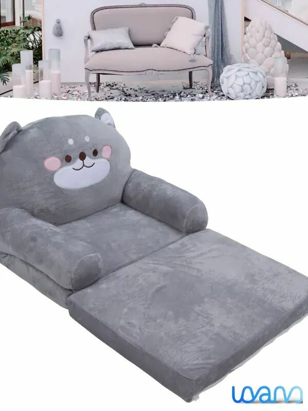 Прямой диван, механизм Реклайнер, 50х33х37 см, серый