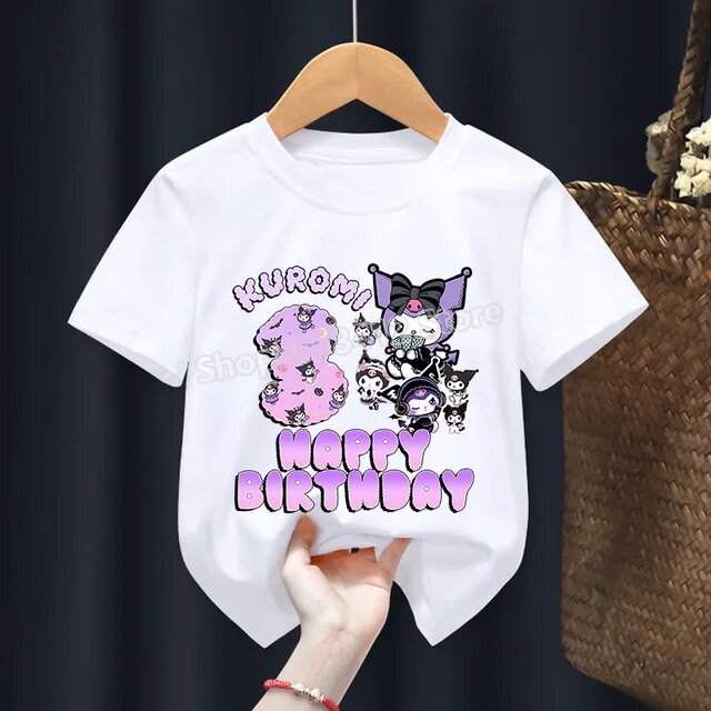 Футболки Coollomi для девочек, милые топы для детей с номерами от 1 до 10, костюмы на день рождения, летние футболки с короткими рукавами, подарки, Размер: 120 см