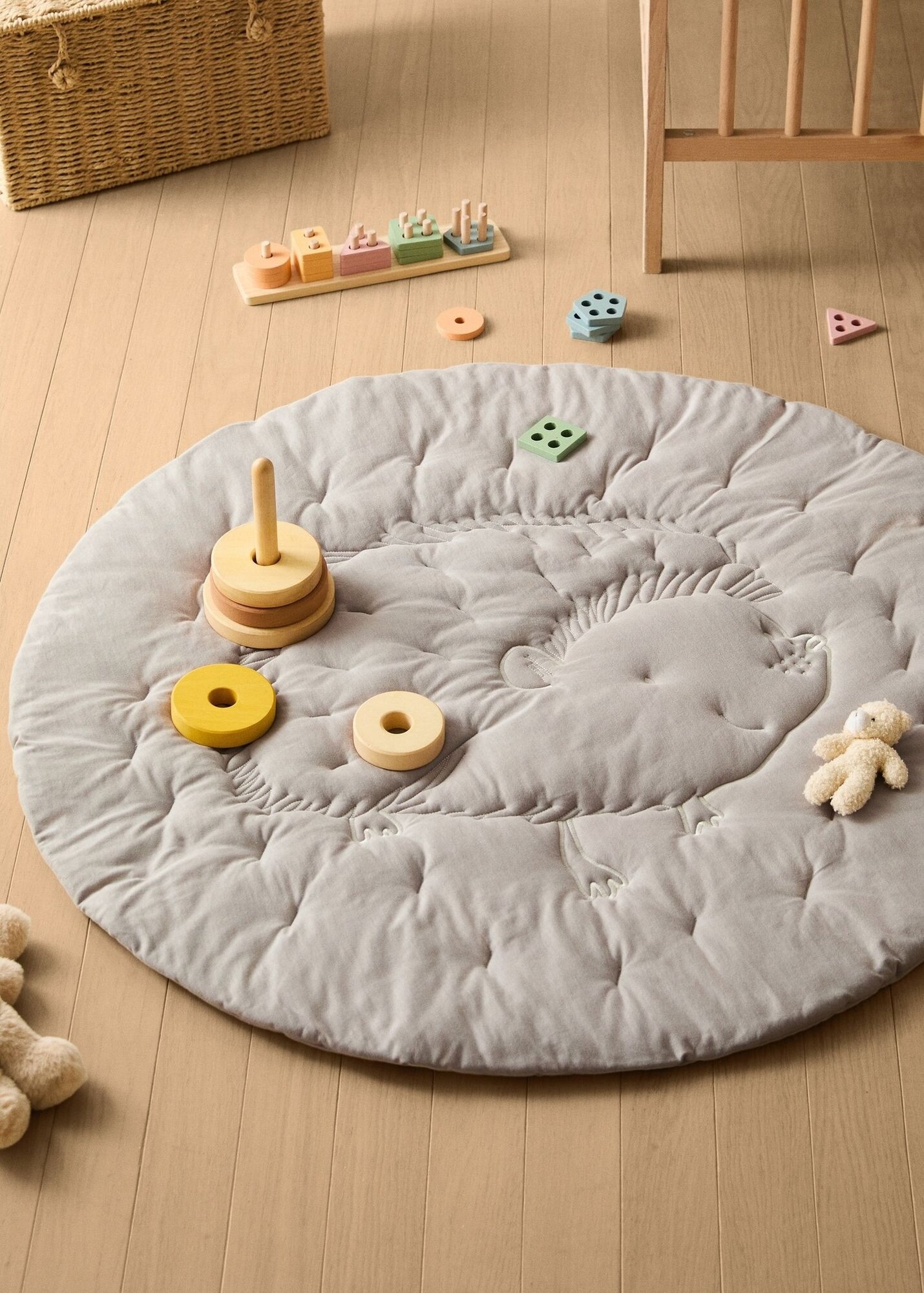 Детский коврик стеганый MANGO из хлопка, цвет серый, 17091568