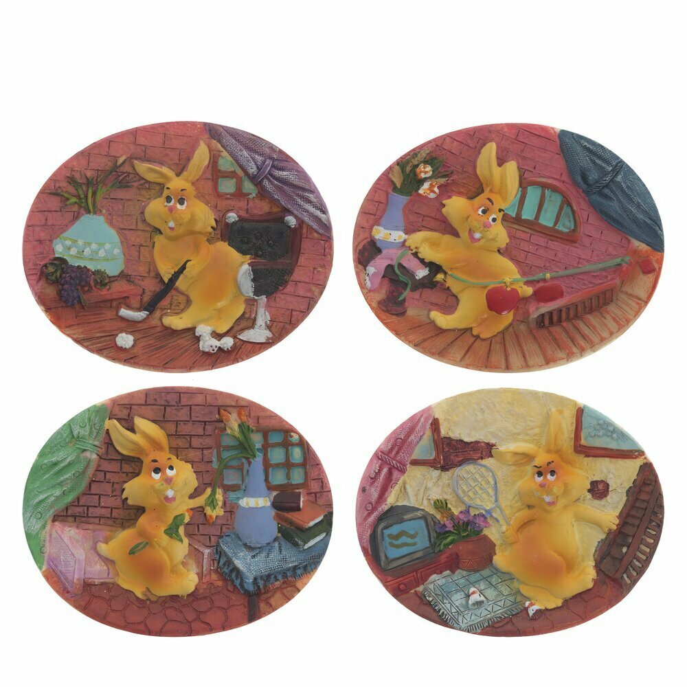 !09 Магнит "Заяц", L8 W1 H7 см, 4в.