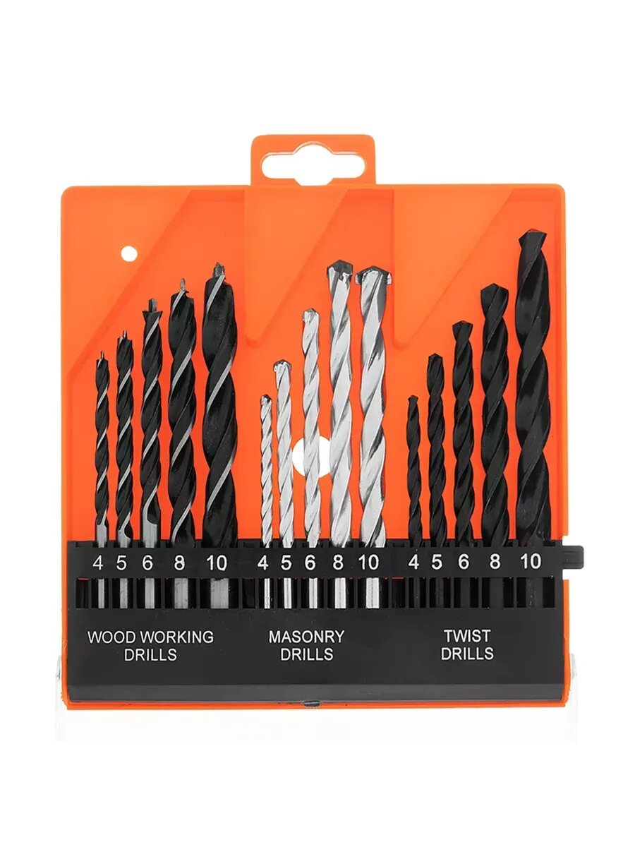 Набор сверл универсальный по металлу дереву бетону 15 шт