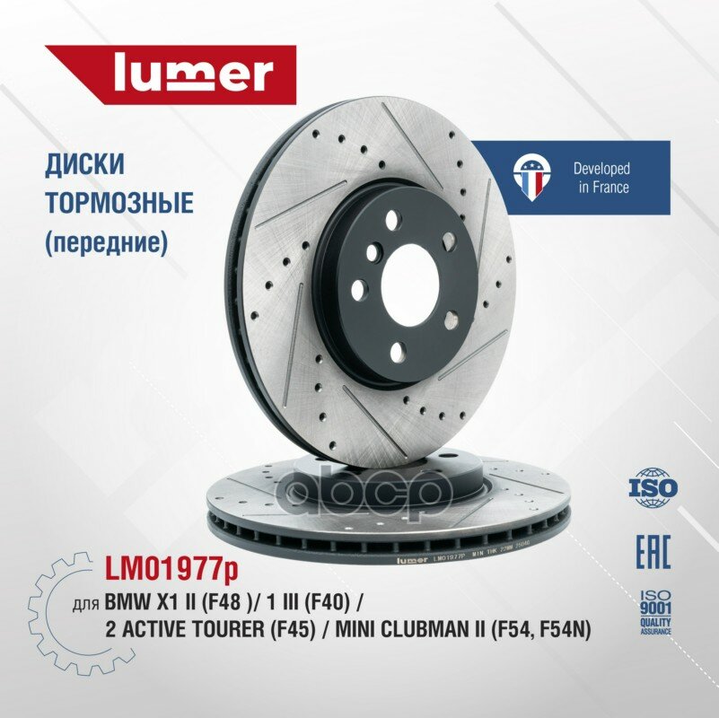 Тормозной диск перфорированный передний BMW 1 серия F40 lumer арт. LM01977P
