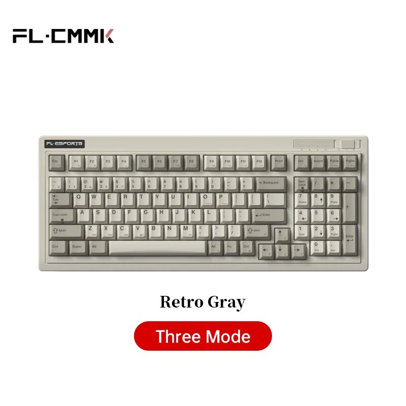 FL·ESPORTS OG98 механическая клавиатура 98 клавиш FL Yuedong Red, Tri-mode Gray