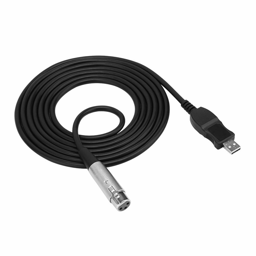 Кабель-адаптер USB male - XLR female, для микрофона, черный