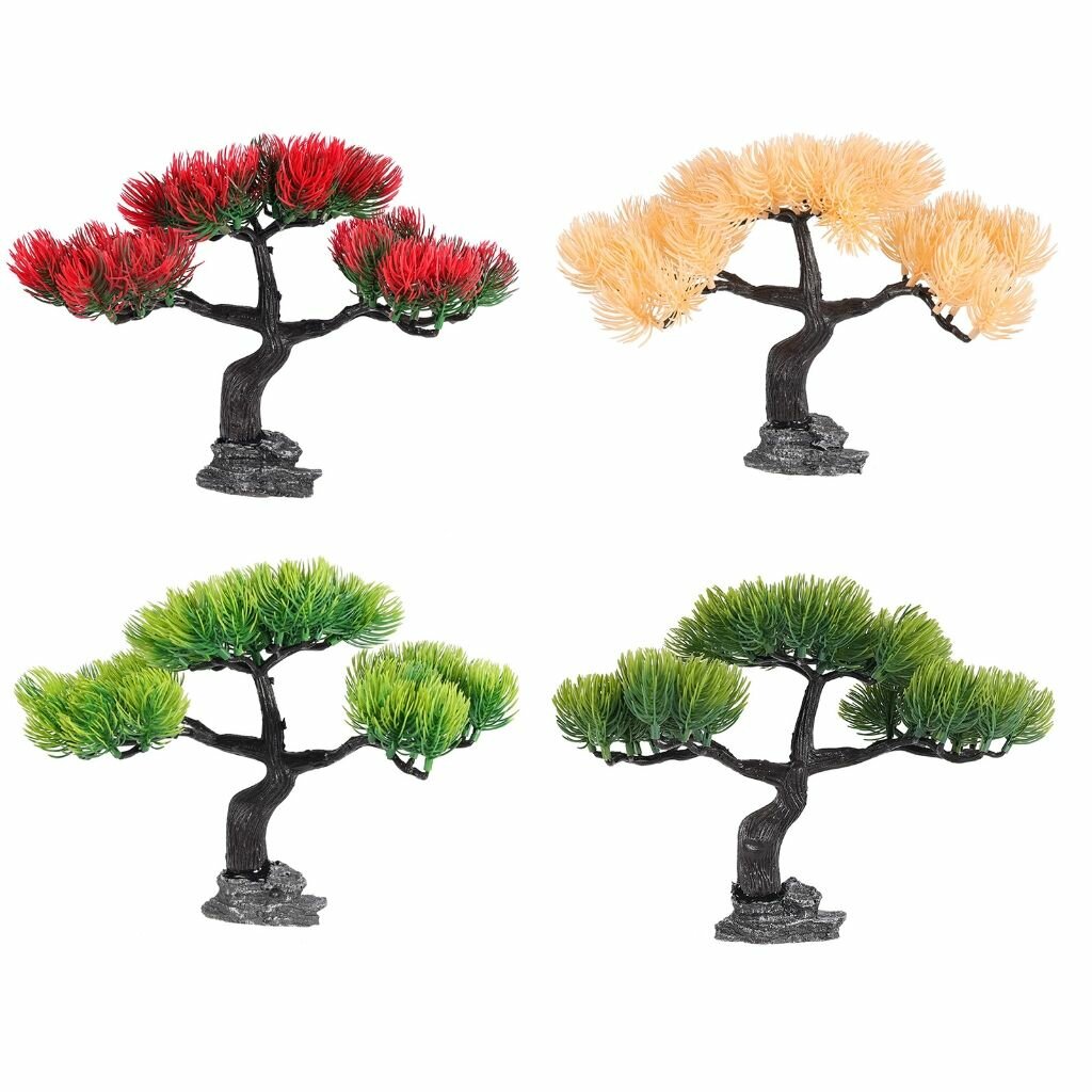 Декорация для аквариума, Искусственный бонсай для аквариума - 4 варианта, 4 шт.