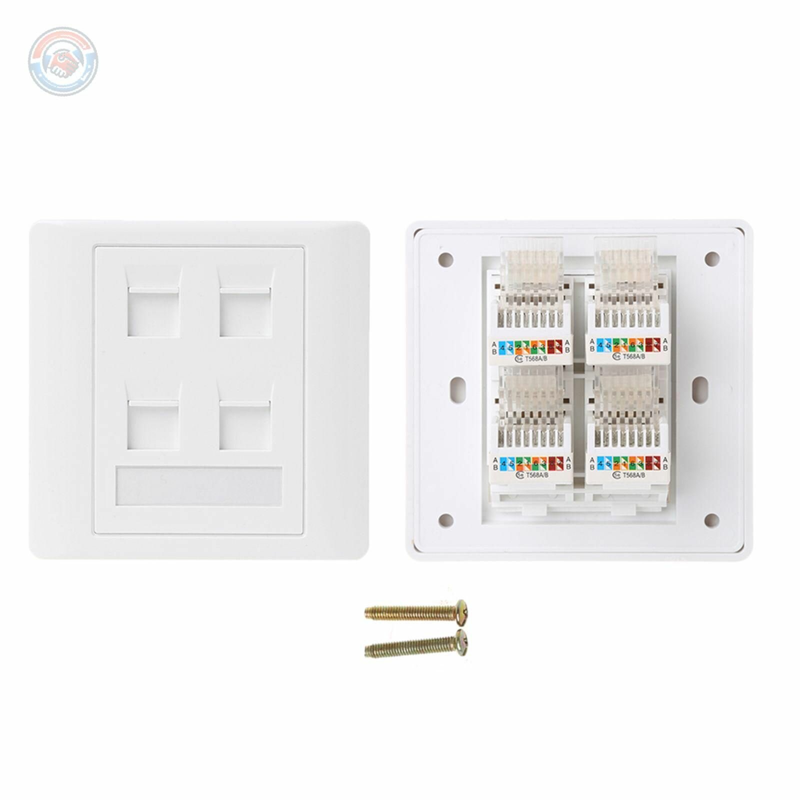 Модульная розетка RJ45 Cat5e Cat6, 4 порта, Keystone, белая настенная лицевая панель 86 мм, установка без инструментов, для ПК и офиса