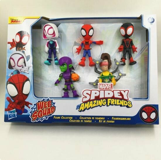 Hasbro Marvel Spidey and His Amazing Friends Toy Figure / Детский набор игрушек Человек-паук и его друзья, состоящий из 10 кукол, маску можно переворачивать вверх и вниз. Марвел