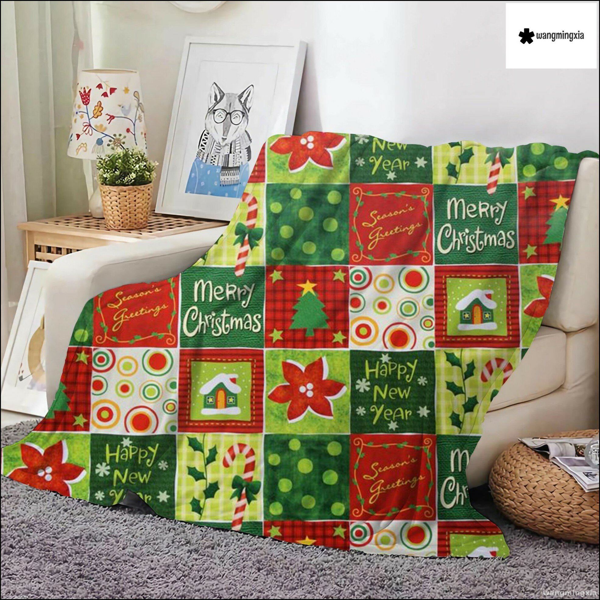 Эксклюзивное красное одеяло 150x200 см Рождественская елка