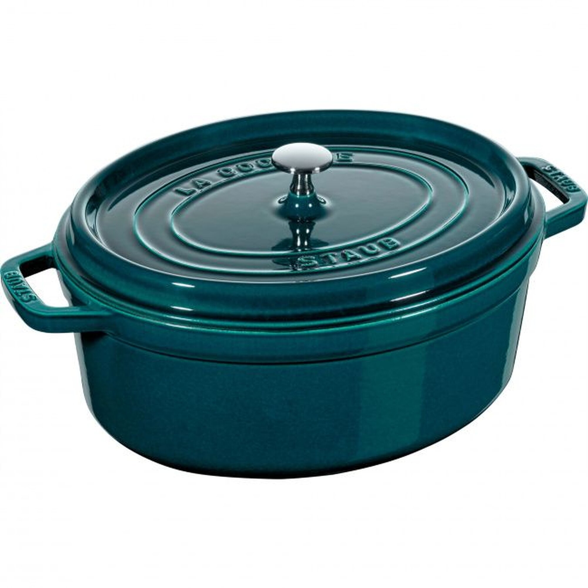 Кастрюля с крышкой STAUB Cocotte oval, чугунная, диаметр 31 см, цвет темно-синий, 40510-598-0